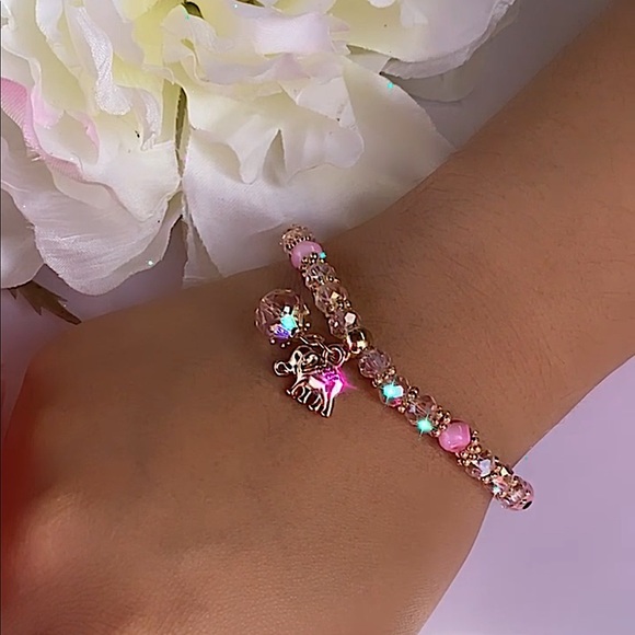 Jewelry | Pink Beaded Bracelet With Different Styles And Charms | Poshmark